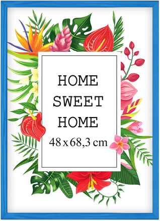 MG Design Blau Bilderrahmen 48 x 68 cm - Aus echtem Holz mit Acrylglas, zum Aufhängen & Aufstellen, für Fotos, Poster & Puzzle