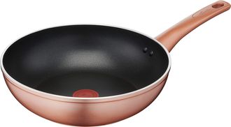 Lagostina Ramata Wok, Außenseite in Kupferoptik, antihaftbeschichtetes Aluminium, Durchmesser 28 cm, Schwarz
