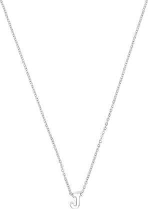 Luxenter Collier alphabet avec finition argent&eacute;e - Lettre J, m&eacute;diano, m&eacute;tal, sans pierre pr&eacute;cieuse, Mediano, M&eacute;tal, Pas de gemme
