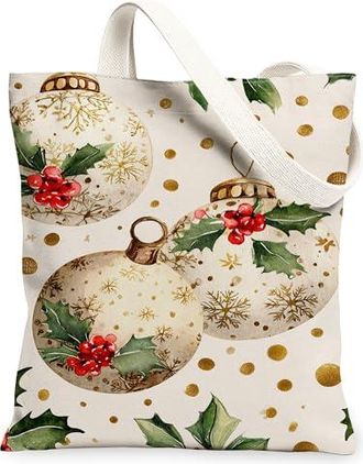 Generic Sacs fourre-tout en toile avec motif d&eacute;coratif de vacances, sacs d&eacute;picerie r&eacute;utilisables, l&eacute;gers et lavables avec bandouli&egrave;re pour le shopping, les vo