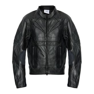 VETEMENTS Femme, Vestes, Noir, Taille: 36 FR Veste Isolante en Cuir avec Logo