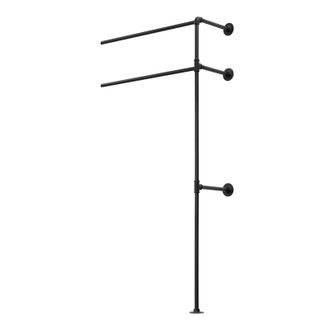 Woltu Kleiderstange Wandmontage, offener Kleiderschrank Kleiderst&auml;nder platzsparend, aus industriellen Metall Wasserrohren, Schwarz