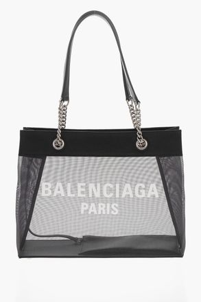 Balenciaga Halbdurchsichtige Tote mit Lederdetails Balenciaga