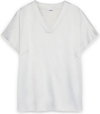 Fiorella Rubino Femme, Tops, Gris, Taille: 44 FR T-shirt bi-mati&egrave;re en satin de viscose