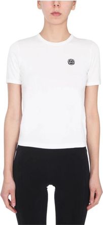 AMBUSH Ambush - T-shirt &agrave; col rond avec logo brod&eacute; - Femme - Tops - Blanc - Taille: 36 FR
