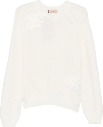 Twinset Maille &agrave; col rond - Femme - Pulls - Blanc - Taille: 38 FR