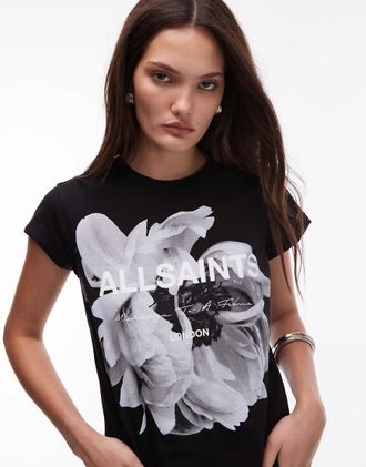 AllSaints Allsaints - Lena - T-shirt à motif fleur - Noir