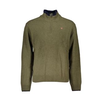 Napapijri Gr&uuml;ner Pullover mit Halbem Rei&szlig;verschluss und Stickereidetails - - Knitwear - Herren - Gr&uuml;n - 2XL