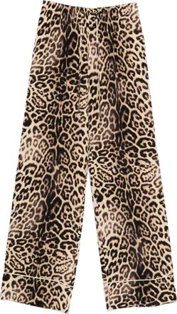 Ermanno Scervino Femme, Pantalons, Brun, Taille: 36 FR Pantalon en soie &agrave; imprim&eacute; animalier