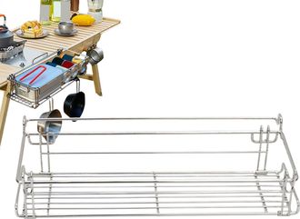 Generic Faltbarer Aufbewahrungskorb, Faltbarer Korb, Organisatorkorb f&uuml;r Campingtisch im Freien, Edelstahl Aufbewahrungsregal f&uuml;r den Innen- und Au&szlig;enbereich