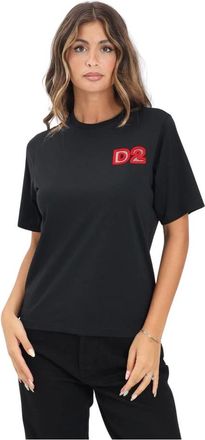 Dsquared2 Femme, Tops, Noir, Taille: 42 FR T-shirt noir à manches courtes avec perles