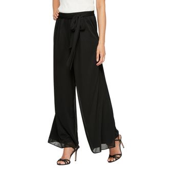 Alex Evenings Damen Chiffonhose mit Weitem Bein für die Mutter der Braut, Elegantes Party-Outfit (Zierliche und Normale Größen) Klassische Hose, Schwarzes 