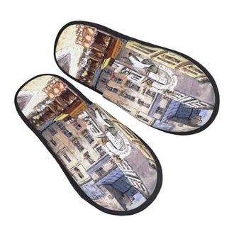 Generic Pantoufles De Maison Caf&eacute; De La Rue De Paris B&acirc;timent Europ&eacute;en Portative Pantoufles En Feutre Unisexe Chaussons Invit&eacute;s Pour Spa Femmes Automne M