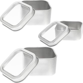 Artibetter 3 St&uuml;ck Teiliges Quadratisches Kerzendosen Langlebigem Wei&szlig;blech mit Deckel Vielseitig f&uuml;r Kerzenherstellung Aufbewahrung von S&uuml;&szlig;igkeiten und Kleinen 