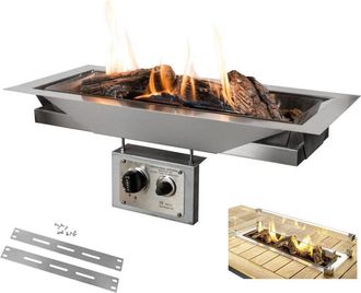 Happy Cocooning Mania Einbau-Feuerstelle Komplettset 12 kW lang 69x32x23 cm Einbaumodell Feuertisch - Happy Cocooning