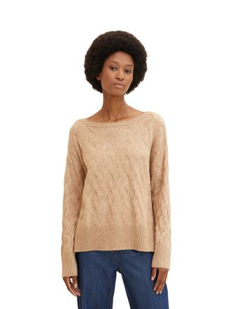Tom Tailor Damen Strickpullover 1032629, 30263 - Soft Light Camel Melange, L