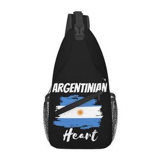Generic Coeur Argentin Drapeau Argentin Sac &Agrave; Dos Bandouli&egrave;re Multifonctionnel Sling Bag D&eacute;contract&eacute; Sac Banane Pour Shopping Camping Sport