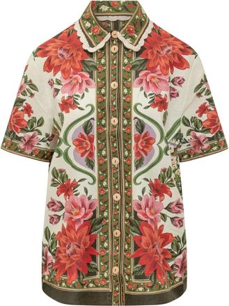 Farm Rio Farm Rio, Femme, Blouses et Chemises, Multicolore, Taille: 40 FR Lightweight Short-Sleeve Shirt