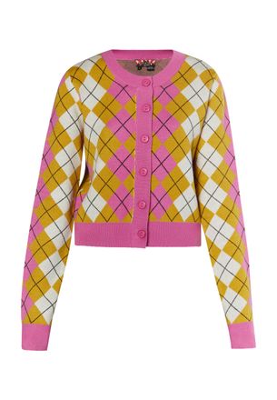 Mymo Strickjacke Damen Pink Gelb Mehrfarbig