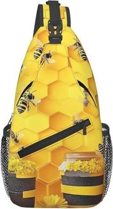 Generic Bees And Hives Sac &agrave; bandouli&egrave;re monochrome jaune avec motif abeille accrocheur, sac &agrave; dos de voyage pour homme, sac &agrave; dos de randonn&eacute;e