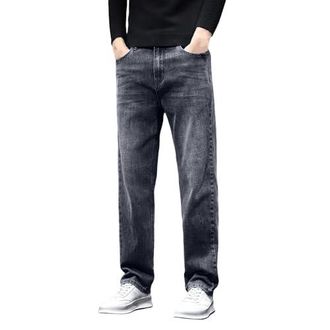 Generic Jean droit pour homme taille &eacute;lastique coupe ample classique coupe bootcut jean couleur unie confortable pantalon de travail d&eacute;contract&eacute; pantalon en j