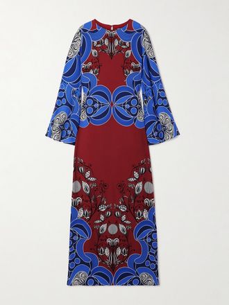 Borgo De Nor Capucine Maxikleid Aus Bedrucktem Crêpe - Blau