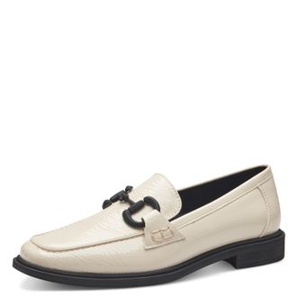 Marco Tozzi Damen Loafer ohne Absatz Lack Business Slippers, Beige (Cream Pat. Cb.), 40