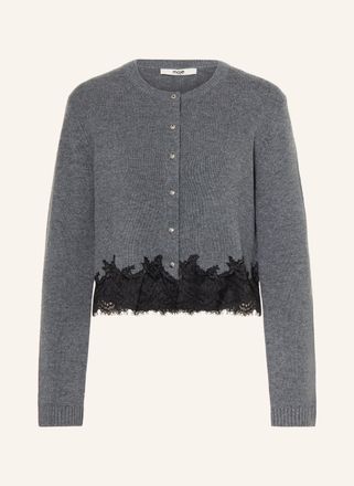 Maje Set: Strickjacke Und Stricktop Mit Spitze grau