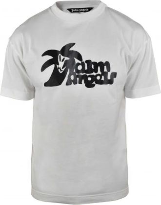 Palm Angels Homme, Tops, Blanc, Taille: S T-shirt avec logo imprim&eacute;