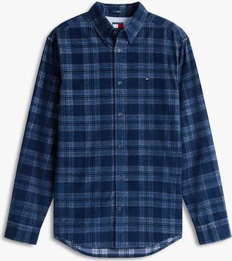 Tommy Jeans Chemise standard en velours côtelé avec carreaux Prince de Galles - Bleu foncé