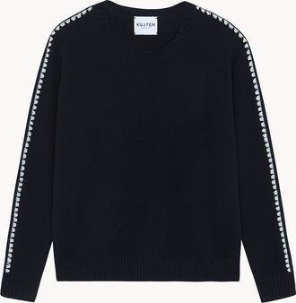 Kujten Pull col rond piqure contrast&eacute;e - Pull Amelina