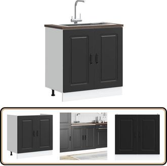 vidaXL Meuble bas pour évier Kalmar noir 80x46x81,5 cm bois ingénierie - Vidaxl