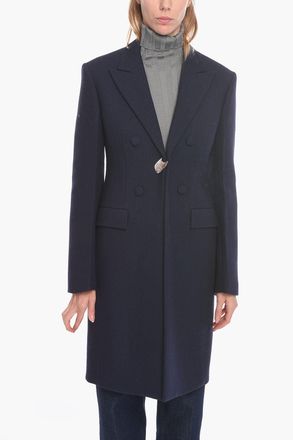 Jil Sander Einreihiger Wollmantel mit Metallapplikation Jil Sander