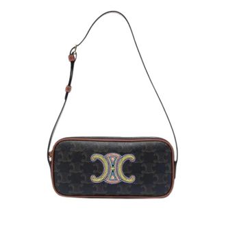 Celine Sac bandouli&egrave;re vintage doccasion en toile - Femme - Pre-owned - Brun - Taille: ONE Size