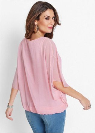 Bonprix Chiffonbluse Oversize-Passform, f&uuml;r festliche Anl&auml;sse, mit elastischem Bund