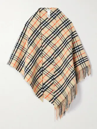 Burberry Châle En Laine Et Cachemire Mélangés À Motif Check Et À Franges - Neutres