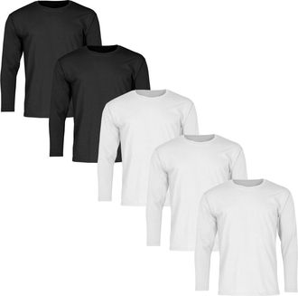 Fruit Of The Loom 5er Pack Valueweight Long Sleeve T Herren Langarm Shirt, 3xWhite +2xBlack, 5XL