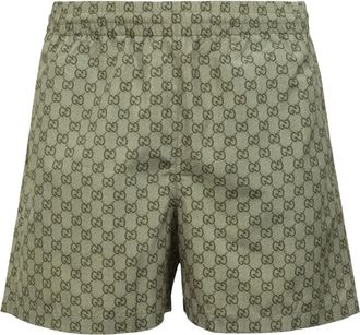 Gucci Bedruckte Polyester Popeline Badeshorts - - Swimwear - Herren - Beige - L