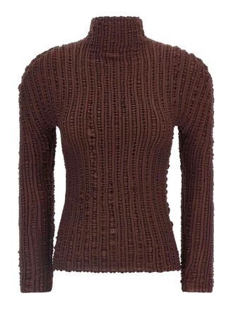 Issey Miyake Pull Col Rond - Marron