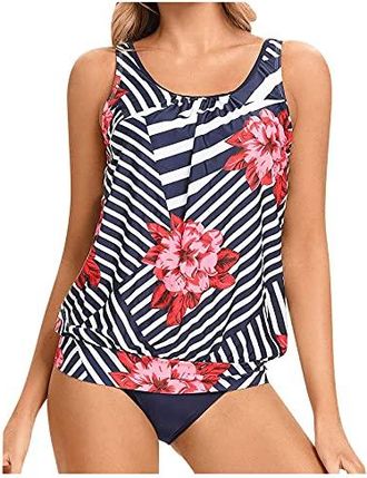 Generic Tankini pour femme - Maillot de bain deux pi&egrave;ces - Maillot de bain push-up - &Eacute;l&eacute;gant - Simple - Maillot de bain sportif rembourr&eacute; - Pour la plage, les