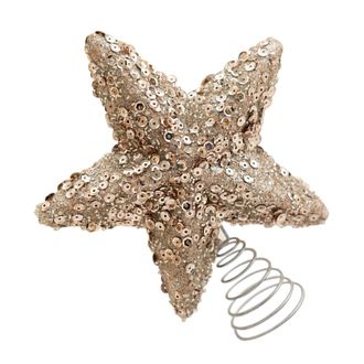 BESPORTBLE Weihnachtsbaumspitze Stern 15cm champagnerfarbener Glitzer Baumspitze Christbaumschmuck Weihnachtsdekoration f&uuml;r Zuhause und Party