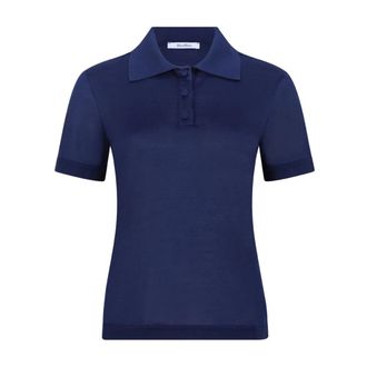 Max Mara Kurz&auml;rmeliges Polohemd - - Tops - Damen - Blau - S