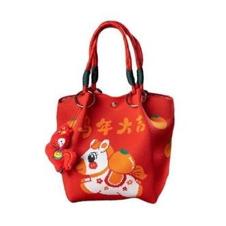 Generic Sac seau tricot&eacute; 2026 pour femme, sac &agrave; main portable tendance, cadeau du Nouvel An, A1, 23.0*23.0*16.0