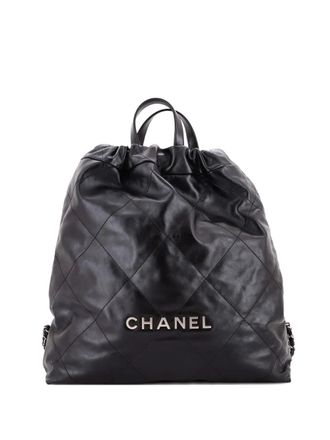 Chanel grand sac &agrave; dos matelass&eacute; 22 Chain - Noir
