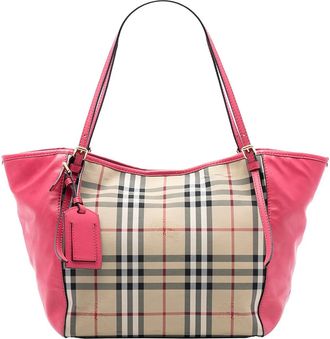 Burberry Shopper - Small Haymarket Check Canvas and Leather Canterbur - Gr. unisize - in Braun - f&uuml;r Damen