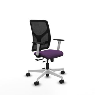 Piqueras y Crespo Schreibtischstuhl mit wei&szlig;en und schwarzen Armlehnen, h&ouml;henverstellbare Lendenwirbelst&uuml;tze, ausgestattet mit Syncro/Traslack und Schneideschaum. Schwa