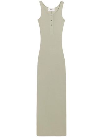 Ami robe longue en coton &agrave; design nervur&eacute; - Vert