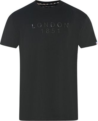 Aquascutum London 1851 Tape Logo Schwarz T-Shirt