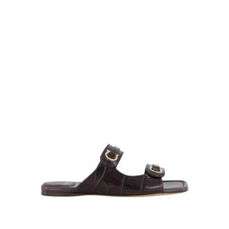 Ferragamo Braune Alligator Doppelriemen Sandale - - Shoes - Damen - Braun - 35 EU