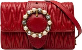 Miu Miu Sac bandouli&egrave;re matelass&eacute; Pre-owned - Femme - Pre-owned - Rouge - Taille: ONE Size